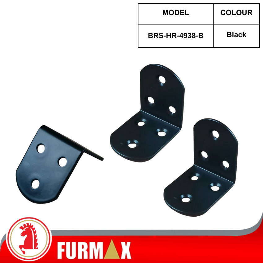 BRS-HR-4938-B Stainless Steel Black L Bracket - Half Moon - Furmax